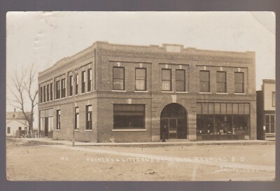 Raymond SOUTH DAKOTA RPPC 1914 FARMERS & CITZENS BANK nr Clark Doland ...