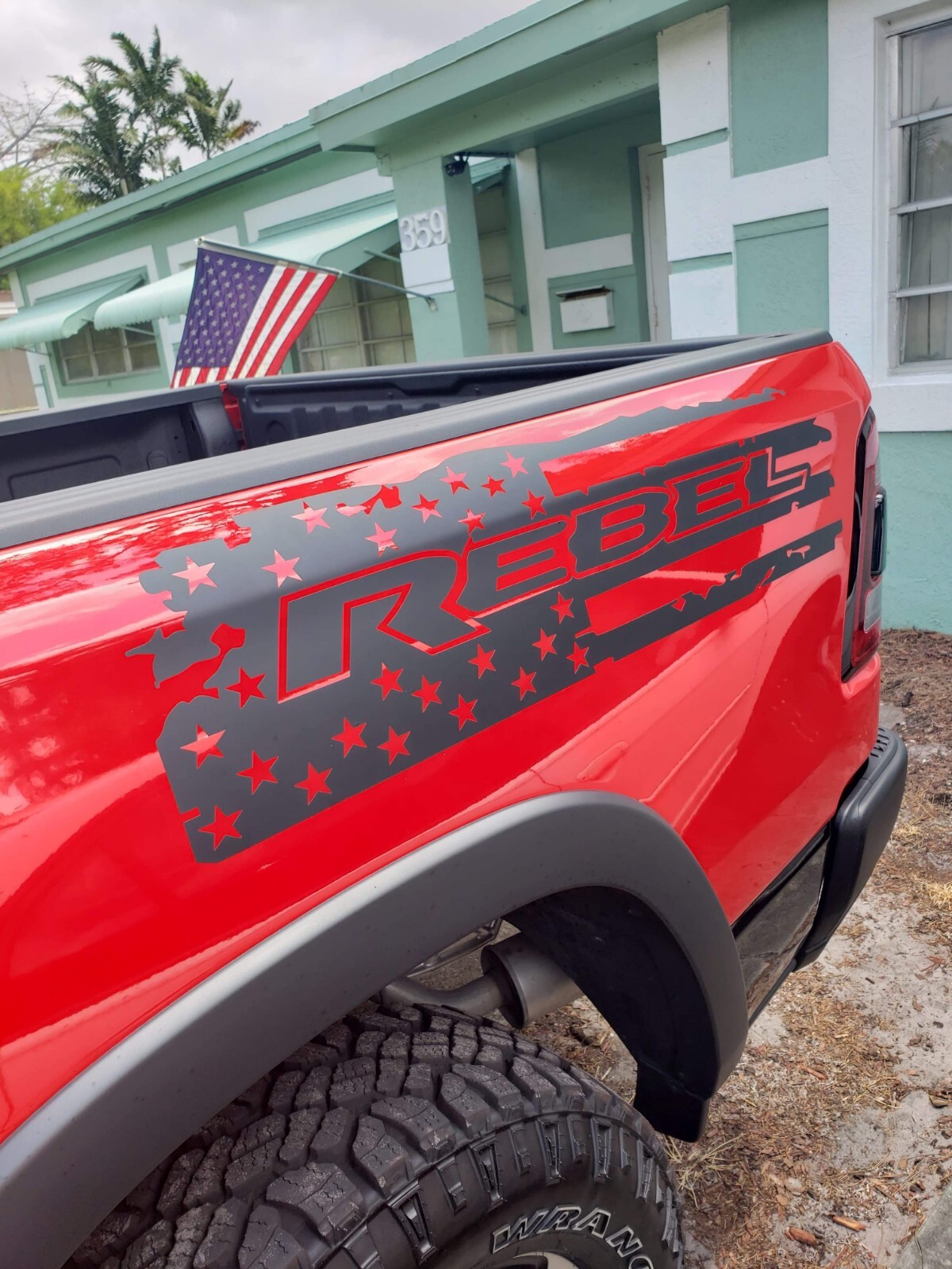 Compatible Dodge Ram Rebel Bed Vinyl Decals American Flag Graphics ...
