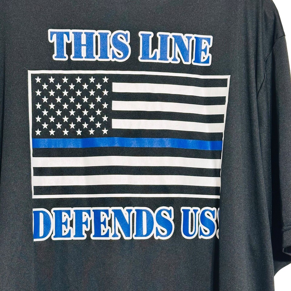 Defend the Police Men’s XL T-Shirt Black Polyester Short Sleeve ...