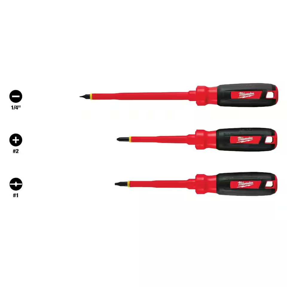 Milwaukee Insulated Screwdriver Set 3-Piece Phillips Slotted ECX 1000V ...