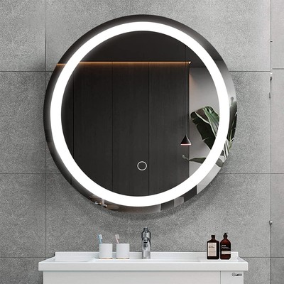24" LED Round Backlit Mirror Stepless Dimmable Antifog Smart Touch ...