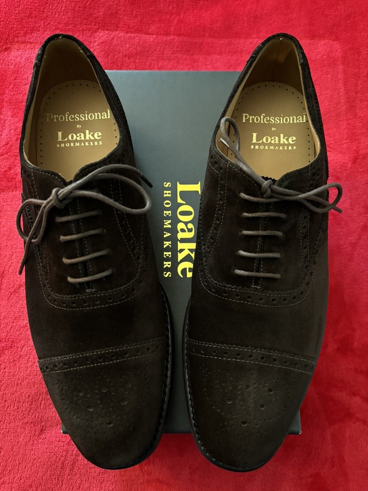NIB Loake 301DSRF Dark Brown Suede Captoe Oxfords UK sz 10F Dainite ...