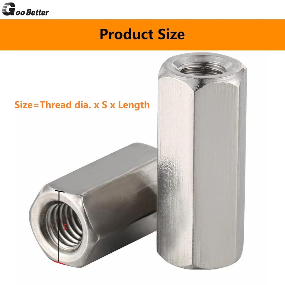 M2 - M24 HIGH HEX CONNECTION NUT HEX CONNECTOR ROD STUD LONG NUT ...