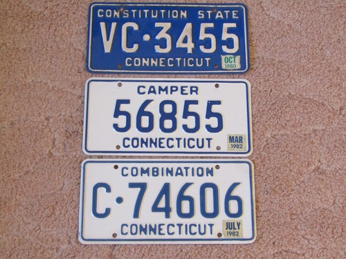 lot 3 expired Connecticut License Plate VC 3455 Camper 56855 ...