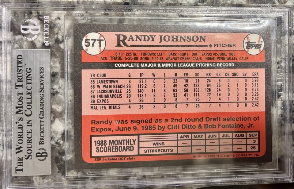 1989 - Randy Johnson -Topps Traded #57T (RC)- BGS 9 TIFFANY🔥 | eBay