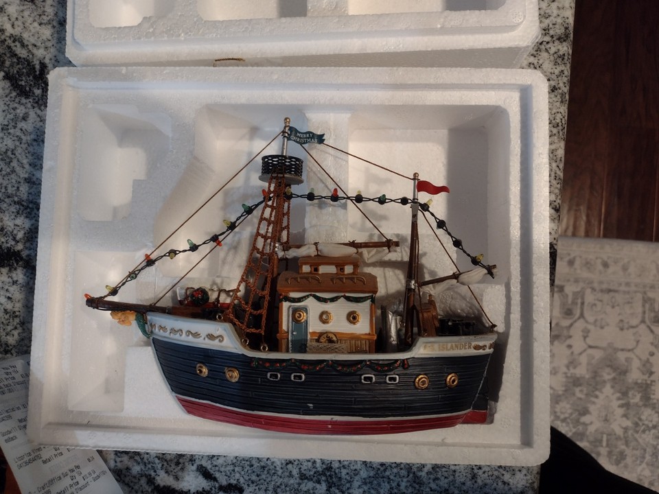 Vintage Lemax Village Collection Retired Christmas Lighted Boat | eBay