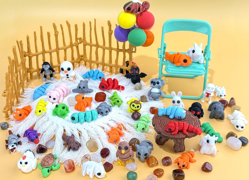 41Pcs Mini Animal Figurines Set,3D Printed Little Animals Articulated ...