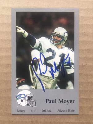Paul Moyer Autographed Signed 1988 Police Football card Seattle ...