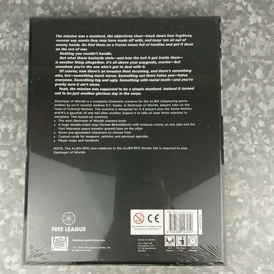 Alien Destroyer of Worlds RPG Boxed Adventure Free League Publishing ...