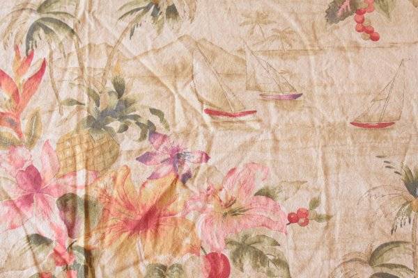 Avon Home Tablecloth Tan Tropical Stargazer Lilies Sail Boats 110 x 57. ...