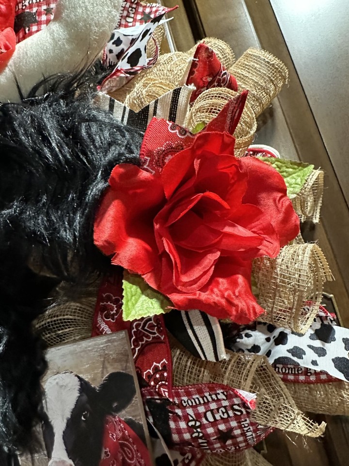 Highland cow wreath, Farmhouse wreath, Hay girl Hay wreath, Farmhouse ...