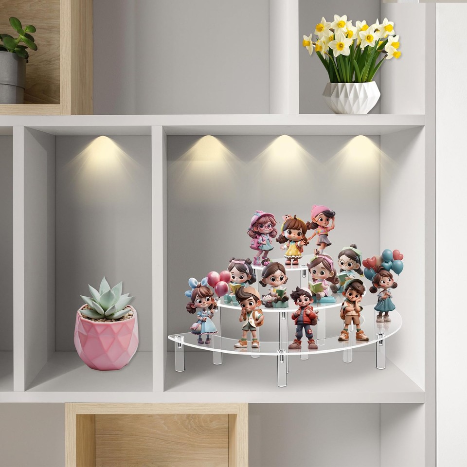Acrylic Risers Display Stand - 3 Tier Clear Step Display Riser- Half ...