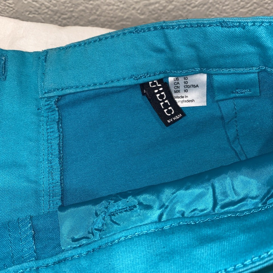 HM Divided Pants Size 8 Teal High Rise Skinny Stretch Casual - Free ...