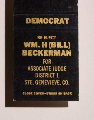 1970s? Beckerman Judge Sainte Genevieve MO Ste. Genevieve Co Matchbook ...