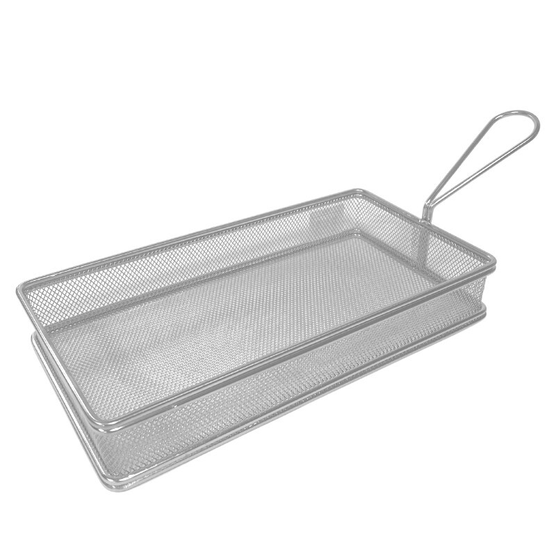 Stainless Steel Fish & Chips Serving Fry Mesh Basket Rectangular Food ...