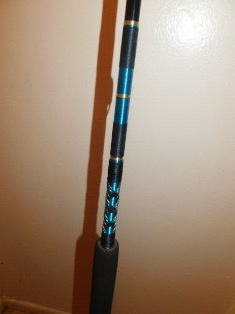 CUSTOM CONVENTIONAL BOAT ROD BLACK BLUE AFTCO 30-80 LB 6' UB2 UNI-BUTT ...