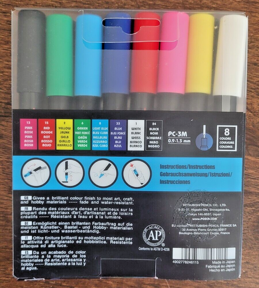 POSCA Paint Markers, Medium Point Marker Tips, PC-3M, Assorted Ink, 8 ...