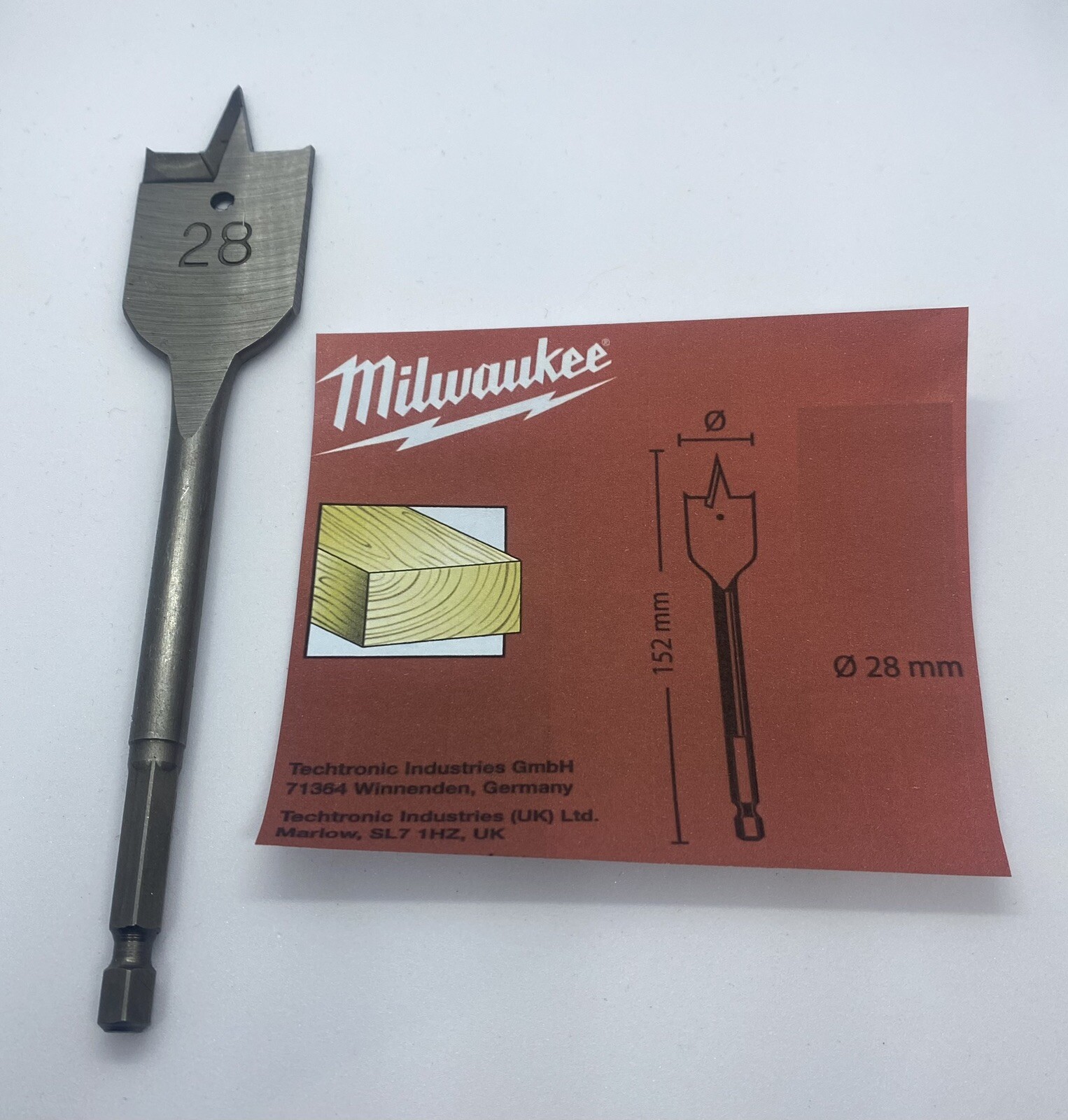 Milwaukee - Flat Boring Drill Bit 28mm x 152mm -1 Piece | eBay UK