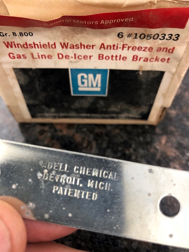 60's 70's OPTIKLEEN WINDSHIELD WASHER ANTIFREEZE BOTTLE BRACKET GM NOS ...