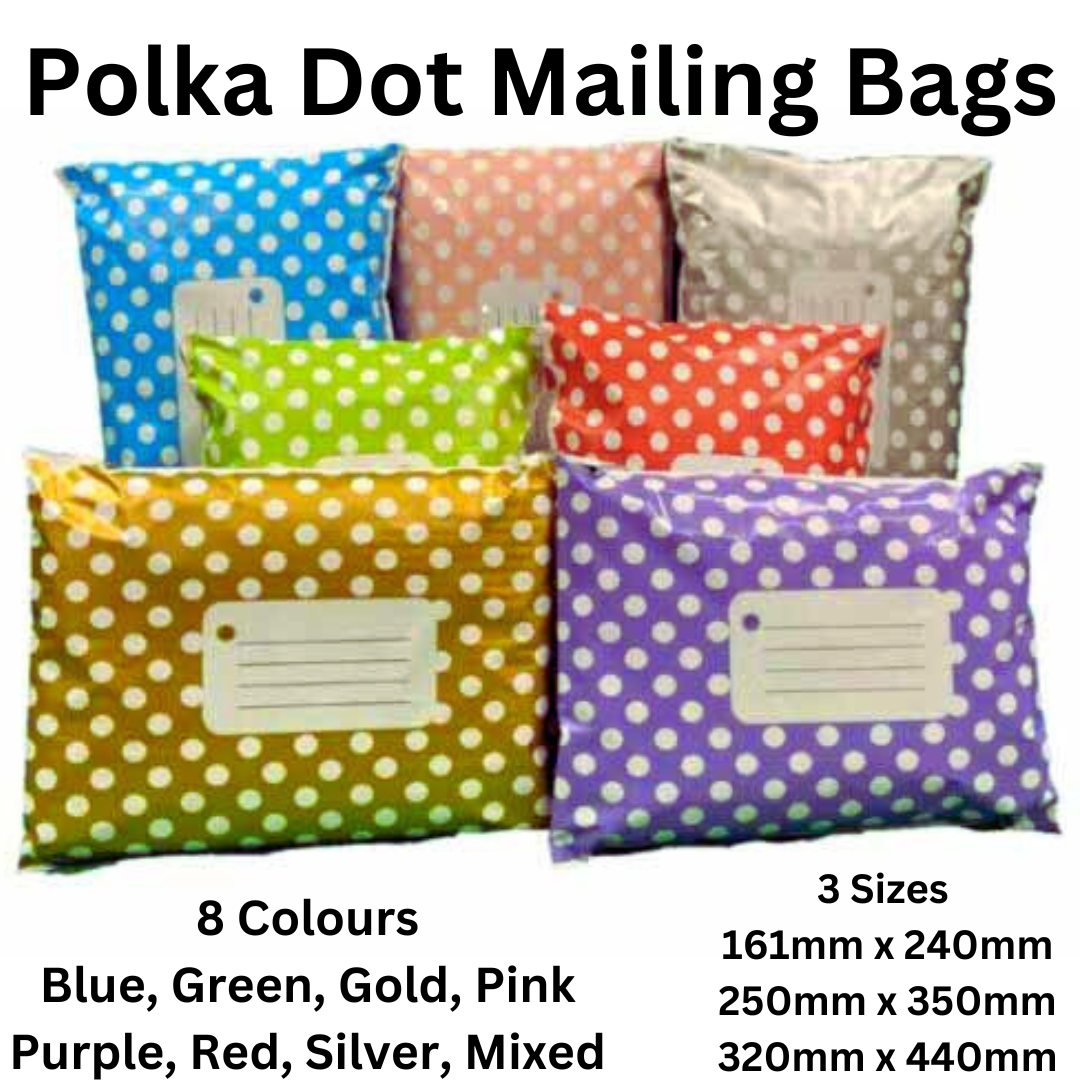 Polka Dot Mailing Bags Postage Coloured Postal Poly Printed Seal All ...