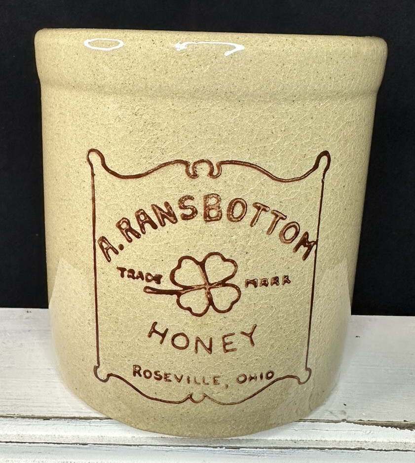 Vintage Roseville A Ransbottom Honey Pottery Crock 5.25” x 4.5” 1 Quart ...