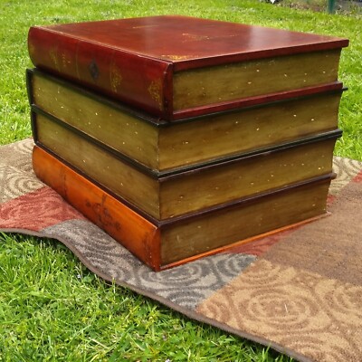 Stacked Italian Leather Books Coffee Console Table - Maitland Style ...