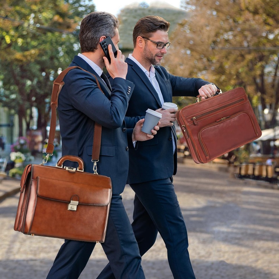 Vintage Leather Briefcase for Men 15.6 Inch Legal Attorney Lawyer ...