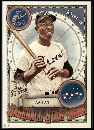 Hank Aaron 2019 Allen and Ginter Baseball Star Signs 5x7 #BSS-2 22/49 ...