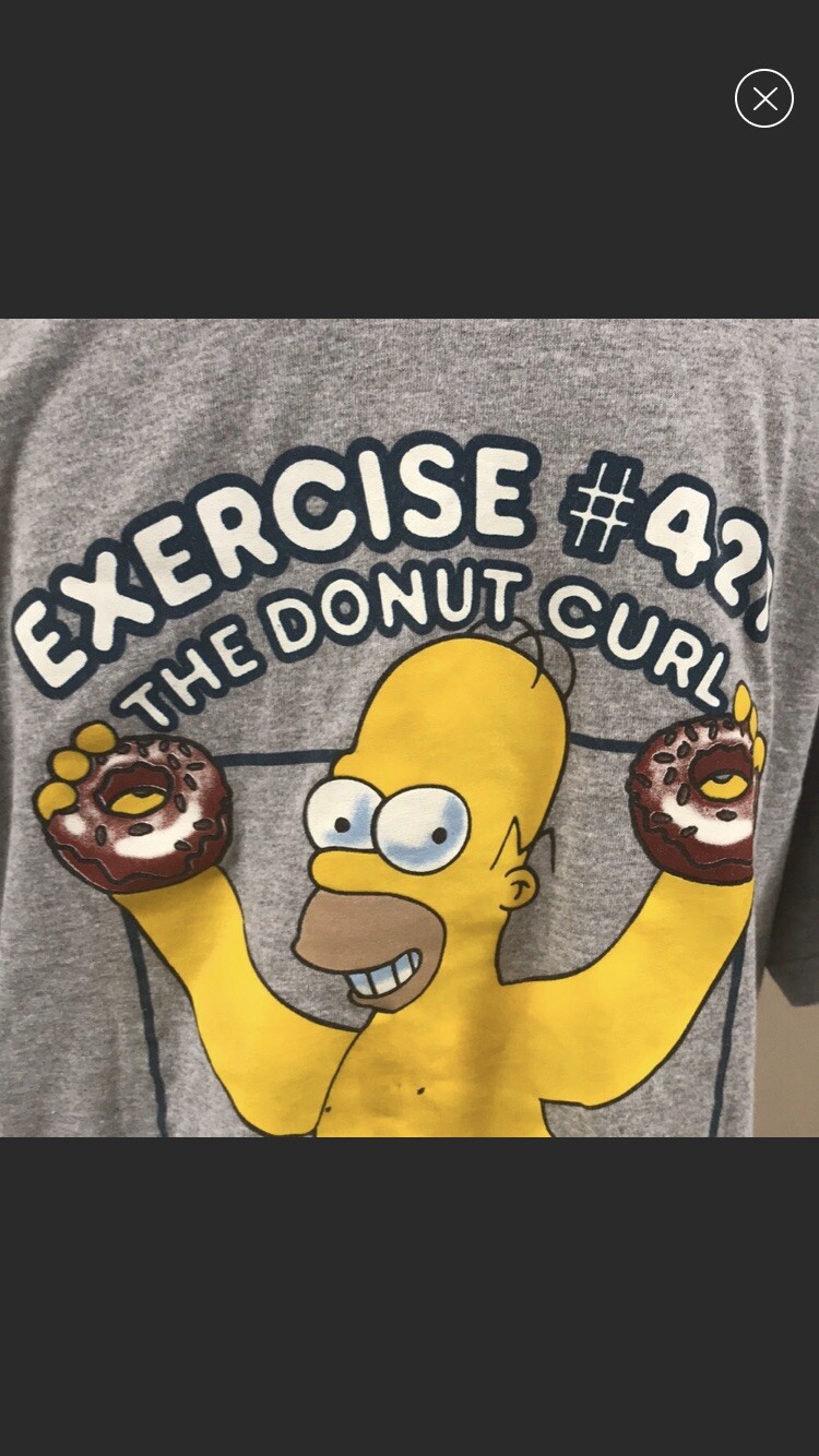Vtg 2002 Homer Simpson Exercise 427 Donut Curl Gray T… - Gem