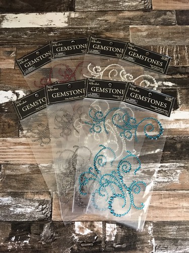 The Paper Studio Red Pearl Gray Turquoise Adhesive Gemstones 8 Pack ...