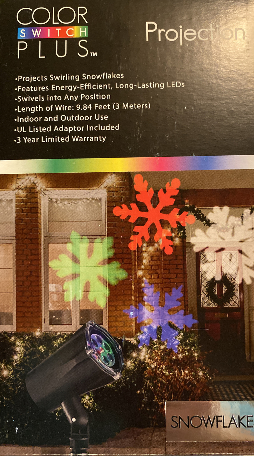 Color Switch Plus Swirling Colored Christmas Snowflake Projection LED ...