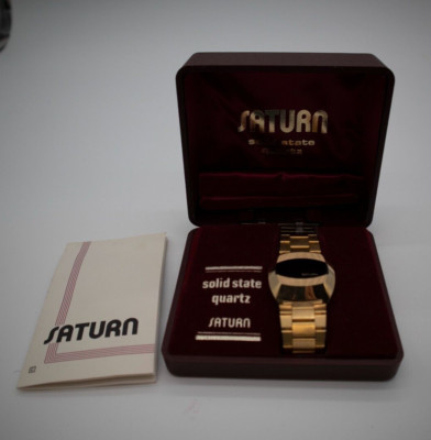 SATURN Time Corp Vintage LED Watch 10KGP 36x40mm w/ Original Box ...