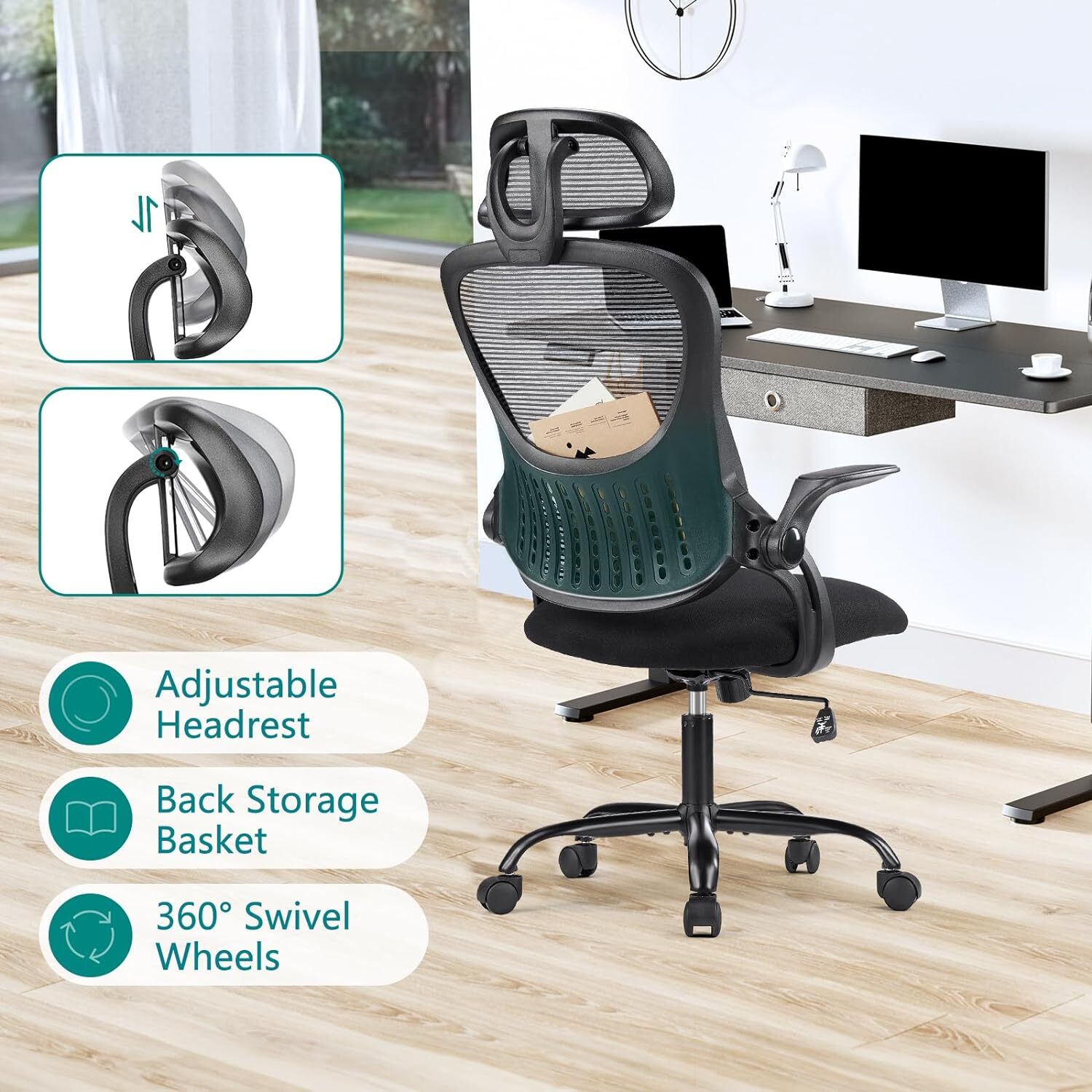 Ergonomic Mesh Chair w/ Adjustable High-Back & Armrests Swivel Home ...