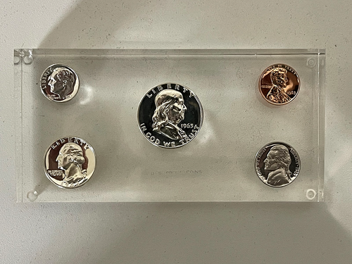 Spectacular 1963 U.S. Mint Proof Set Paperweight in Acrylic with Box ...