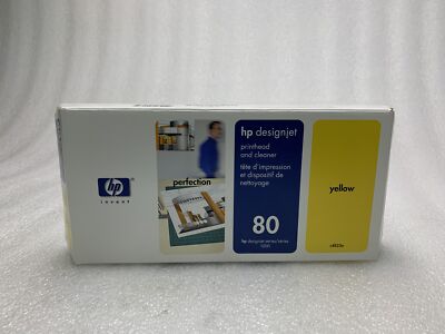 HP 80 C4823A DesignJet Printhead & Cleaner, Yellow Expired: August 27th ...
