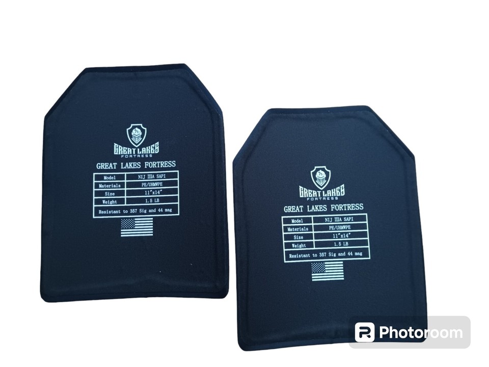 Body Armor Bullet Proof Plates UHMWPE Level IIIA 3A Curved 11x14 PAIR ...