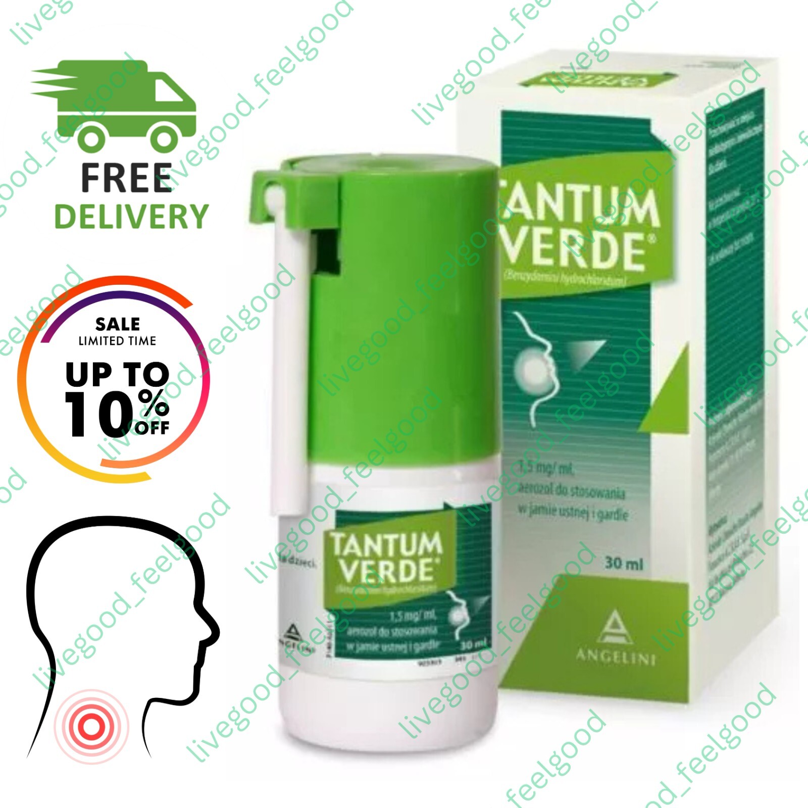 Tantum Verde Sore Throat Spray For Colds And Flu Fast Effect Antiseptic ...