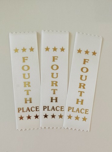 25 X White 4th Place School Sports Ribbons Merit Award Ribbons ...