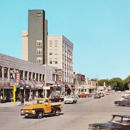 Clinton Iowa 5th Avenue Postcard 1960s Street Signs Old Cars Vintage ...
