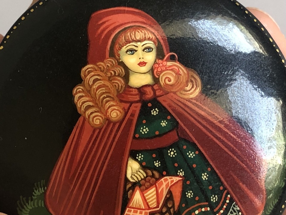 Vintage Russian Hand Painted Fedoskino Small Lacquer Box Little Red ...