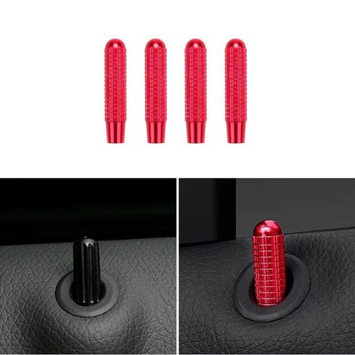 4pcs Matte Red Metal Car Inner Door Lock Pin Cover For Benz C E Class ...