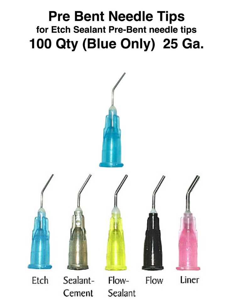 100 (Blue) Pre Bent Needle Tips for Etch - Sealant Pre-Bent needle tips ...