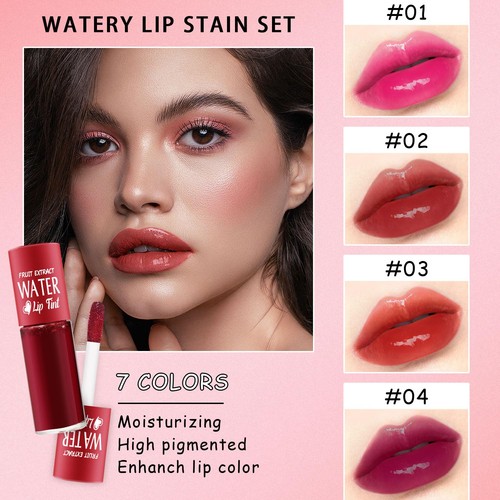 7 Colors Lip Tint Stain Set, Plumping Mini 0.14 Fl Oz (Pack of 7), SET ...
