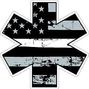 Distressed Flag Thin White Line Star of Life Reflective Vinyl Decal SOL ...