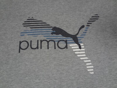 PUMA REPEATED LEAPING CAT LOGO - MEDIUM GRAY T-SHIRT H1719 | eBay