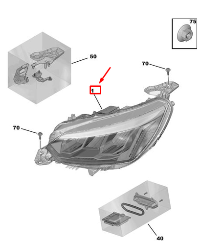 PEUGEOT 208 MK2 P21 Front Right Headlight LHD 9833036180 New Genuine | eBay