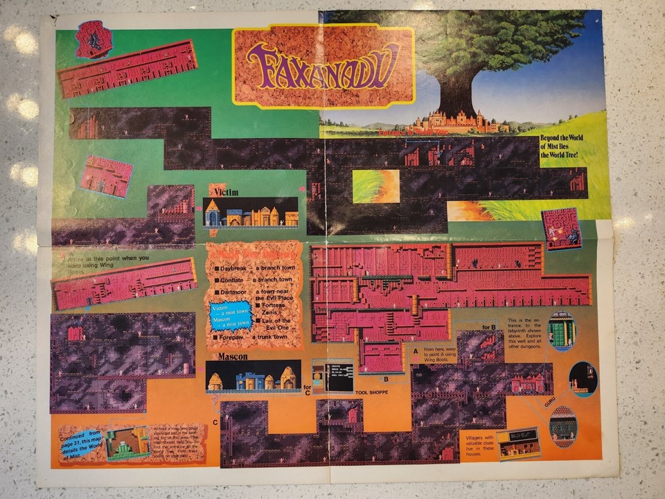 Vintage 1989 Original Nintendo Power Poster Robocop Faxanadu Game Map ...