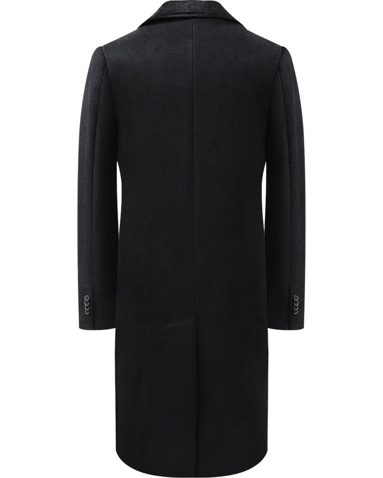 Mens Black Overcoat 70% Wool & Cashmere Covert Warm Winter Mod Long ...