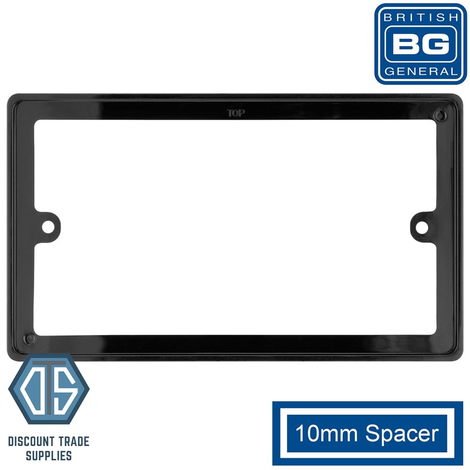 BG BLACK SOCKET SPACER FRAME 10MM SINGLE 1G DOUBLE 2G SWITCH BACK BOX ...