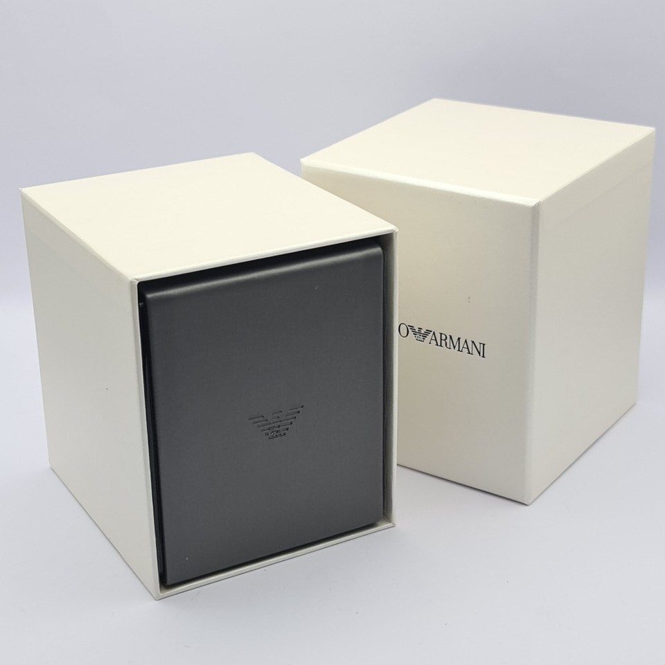 NEW GENUINE EMPORIO ARMANI TAZIO AR5983 BLACK DIAL STAINLESS STEEL MEN ...